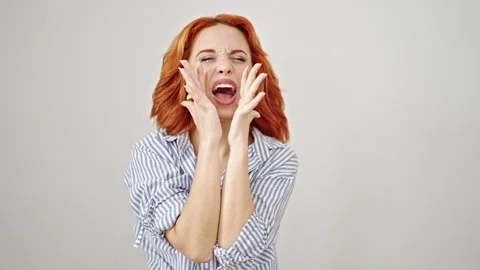 Woman Screaming Isolated Stock Video Footage | Royalty Free Woman ...