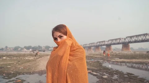 Young slim girl in traditional Indian co... | Stock Video | Pond5