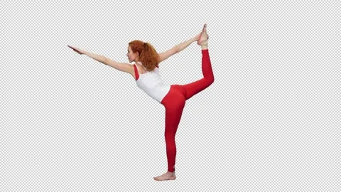 Young slim woman standing on one leg and... | Stock Video | Pond5