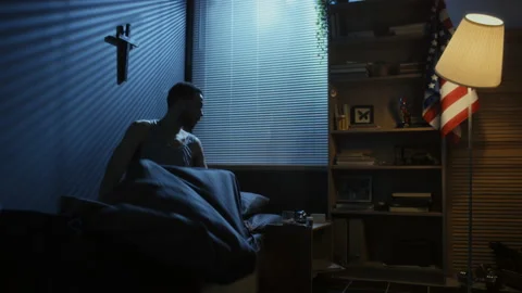 Young Soldier Waking Up After Nightmare | Stock Video | Pond5