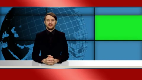 Young stylish bearded news presenter in ... | Stock Video | Pond5