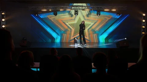 Young teenager girl singer talent is sin... | Stock Video | Pond5