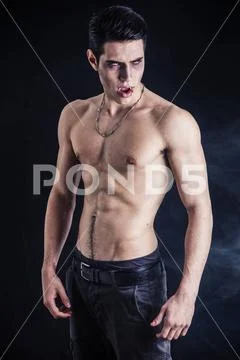 Young Vampire Man Shirtless, Gesturing to Camera Portrait of a Young ...