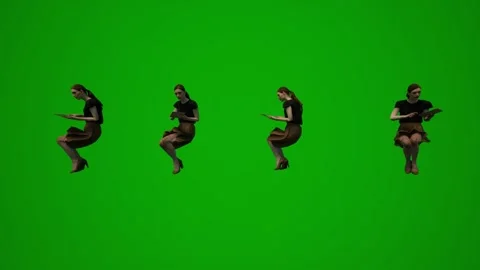 Young white woman on green screen 3D sit... | Stock Video | Pond5