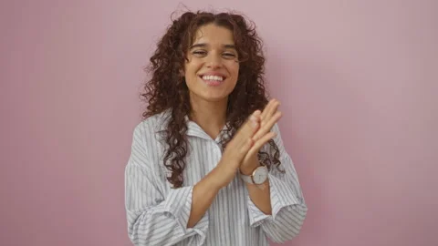 Young woman clapping hands in front of i... | Stock Video | Pond5