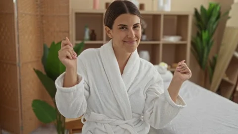 Young woman dancing in a spa salon weari... | Stock Video | Pond5