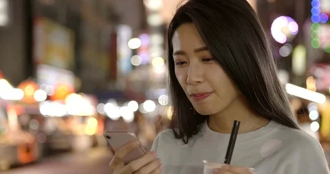 young woman enjoy bubble milk tea with s... | Stock Video | Pond5