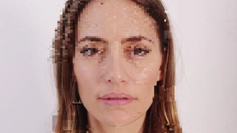 Young woman face scan | Stock Video | Pond5