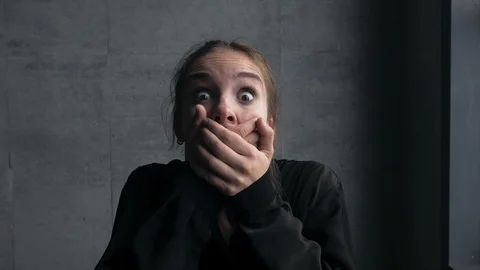 Young Woman Face Screaming With Hands Ov... | Stock Video | Pond5