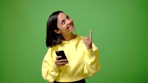 Young woman on green screen chroma key b... | Stock Video | Pond5