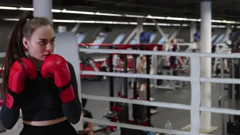 Young woman training her boxing on the r... | Stock Video | Pond5