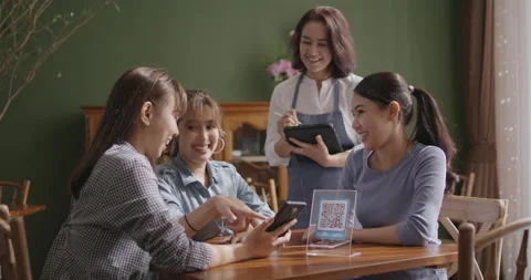 Young women group together use digital m... | Stock Video | Pond5