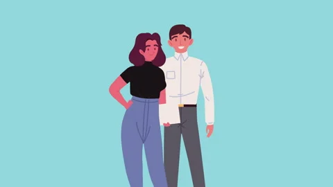 young workers couple teamwork animation | Stock Video | Pond5