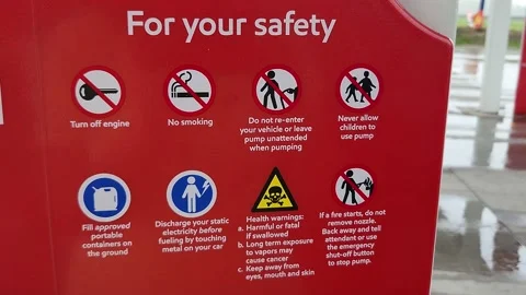 For Your Safety Gas Station Signage | Stock Video | Pond5