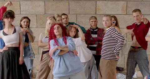 Youth dance group poses group photo. Uni... | Stock Video | Pond5