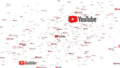 Youtube Logotypes Flying Away Beside Whi... | Stock Video | Pond5