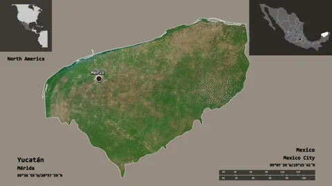 Yucatán location. Mexico. Satellite map | Stock Video | Pond5