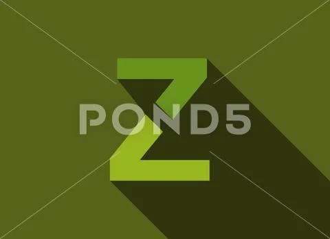 Z Letter with long shadow, green colors cutting style. For logo, brand ...