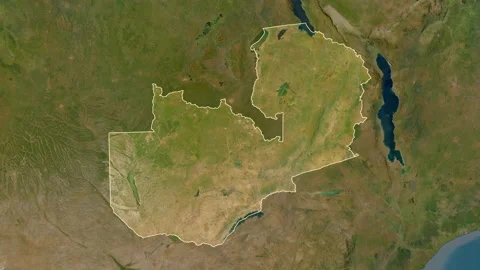 Zambia map - solid. Regions. Satellite. ... | Stock Video | Pond5