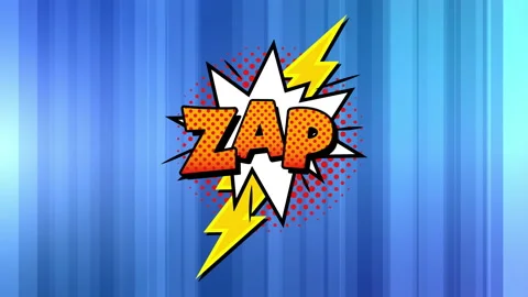 Zap text on speech bubble against blue b... | Stock Video | Pond5