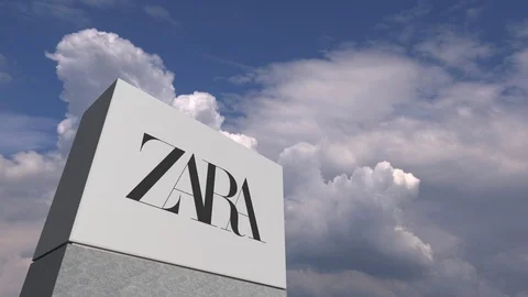 ZARA logo against sky background, editor... | Stock Video | Pond5