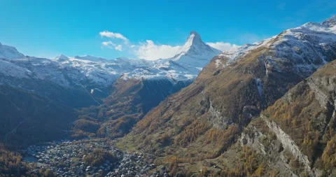 Zermatt village view point and iconic Ma... | Stock Video | Pond5