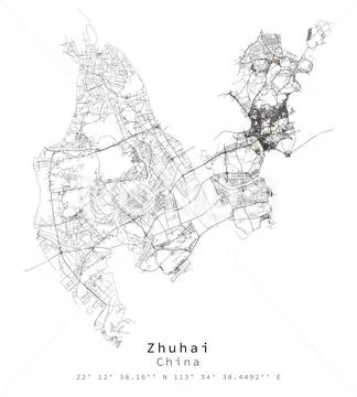 Zhuhai,China,Urban detail Streets Roads Map ,vector element template image Illustration #274403708