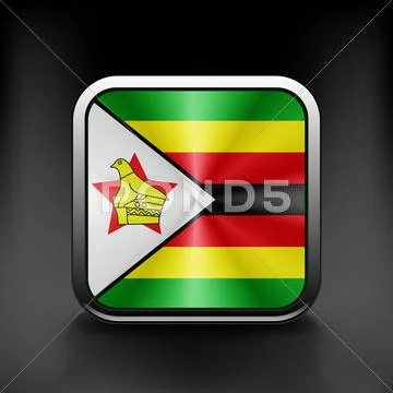 Zimbabwe icon flag national travel icon country symbol button ...