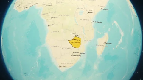 Zimbabwe Map On Earth Globe - Flat Style | Stock Video | Pond5