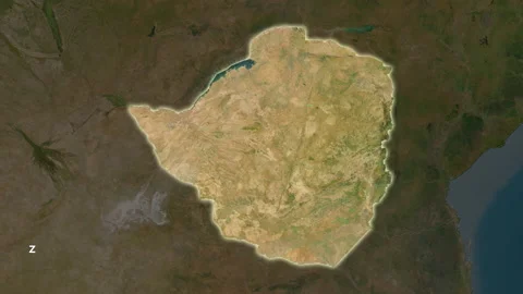 Zimbabwe map - solid. Glow. Satellite. L... | Stock Video | Pond5
