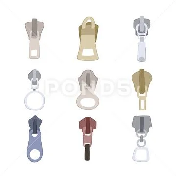 Zipper puller set cartoon vector illustration ~ Clip Art #260549919