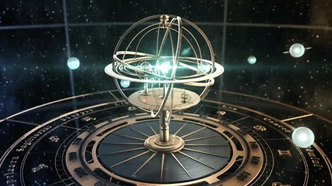 Zodiac Signs and Armillary Sphere On Blu... | Stock Video | Pond5