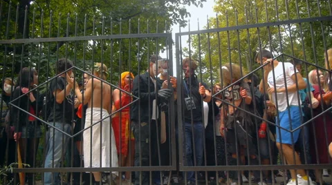 zombie crowd opens the iron gate, zombie... | Stock Video | Pond5