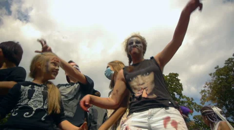 zombie dancing on a background of blue s... | Stock Video | Pond5