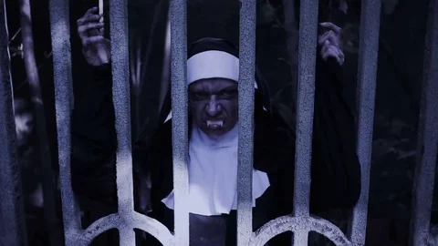 zombie nun. devilish woman in nun costum... | Stock Video | Pond5