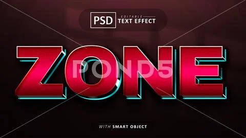 Zone 3d text effect editable ~ PSD Template #220169168