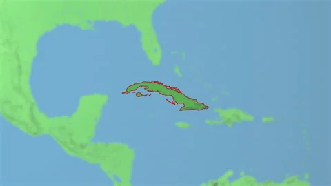 Zoom in to 3d map of Cuba | Stock Video | Pond5