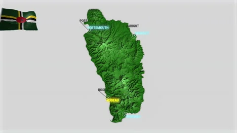 Zoom in to 3d map of Dominica | Stock Video | Pond5