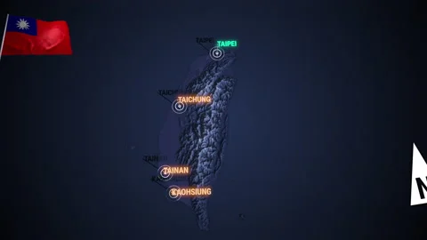 Zoom in to 3d map night of Taiwan | Stock Video | Pond5