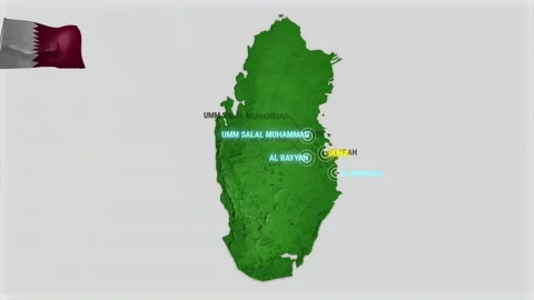 Zoom in to 3d map of Qatar | Stock Video | Pond5
