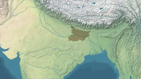 Zoom in animated Satelite map of Bihar s... | Stock Video | Pond5
