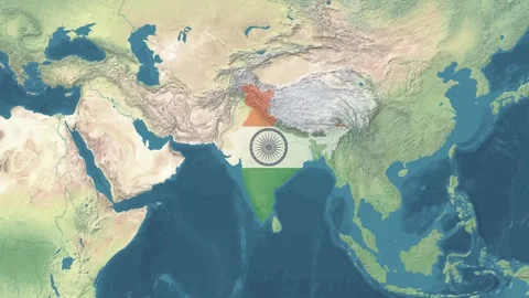 Zoom in animated Satelite map of India o... | Stock Video | Pond5