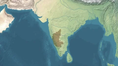 Zoom in animated Satelite map of Karnata... | Stock Video | Pond5