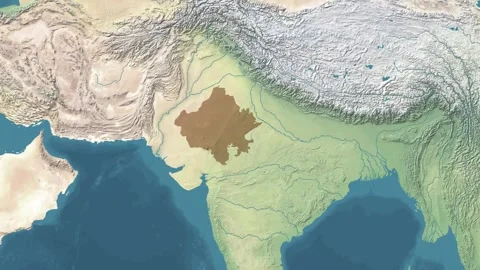 Zoom in animated Satelite map of Rajasth... | Stock Video | Pond5