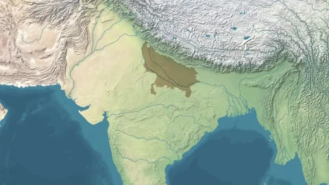 Zoom in animated Satelite map of Uttar P... | Stock Video | Pond5