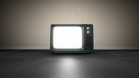 Zoom in animation of old TV turning on a... | Stock Video | Pond5