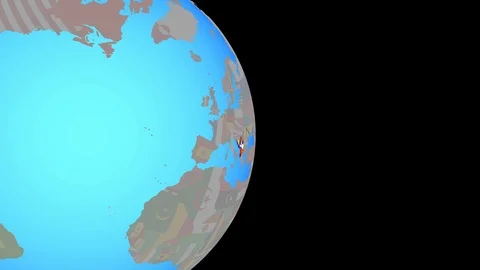 Zoom to CEFTA countries with flags on gl... | Stock Video | Pond5