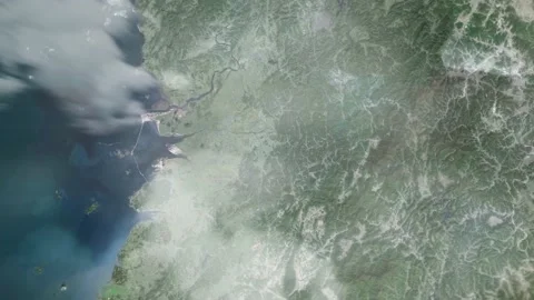 Zoom in to the city of Chonju, South Kor... | Stock Video | Pond5