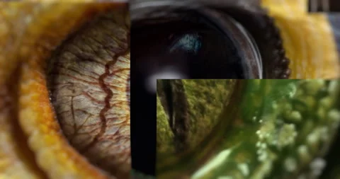 Zoom on deconstructed animals eye puzzle... | Stock Video | Pond5