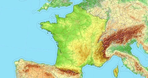 Zoom to France Map. Cities, State Border... | Stock Video | Pond5